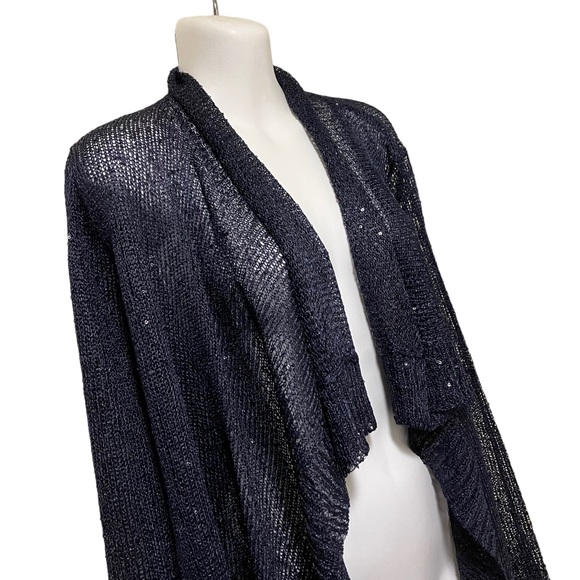 Boston Proper | Sweaters | Boston Proper Navy Blue Sequin Knit Open ...